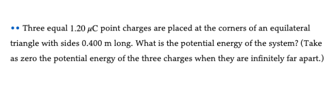 Solved - Three equal 1.20μC point charges are placed at the | Chegg.com