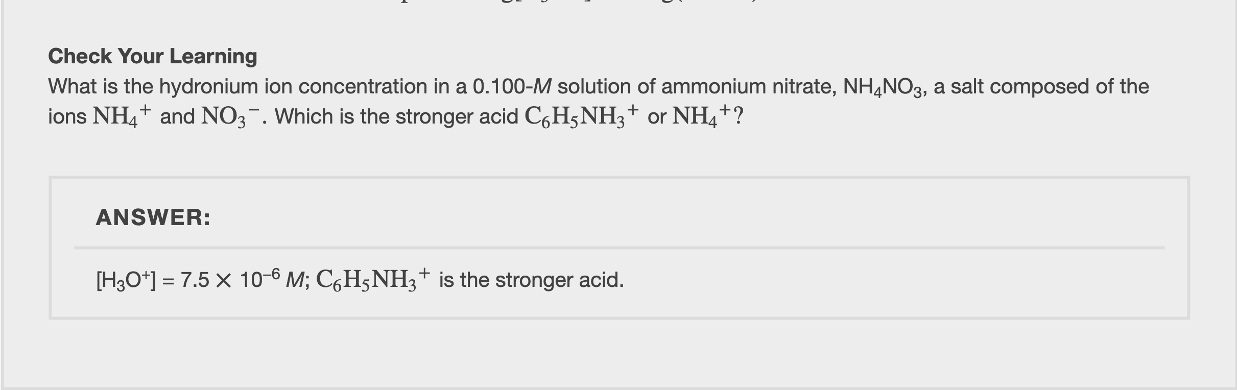 Solved Check Your Learning What is the hydronium ion | Chegg.com