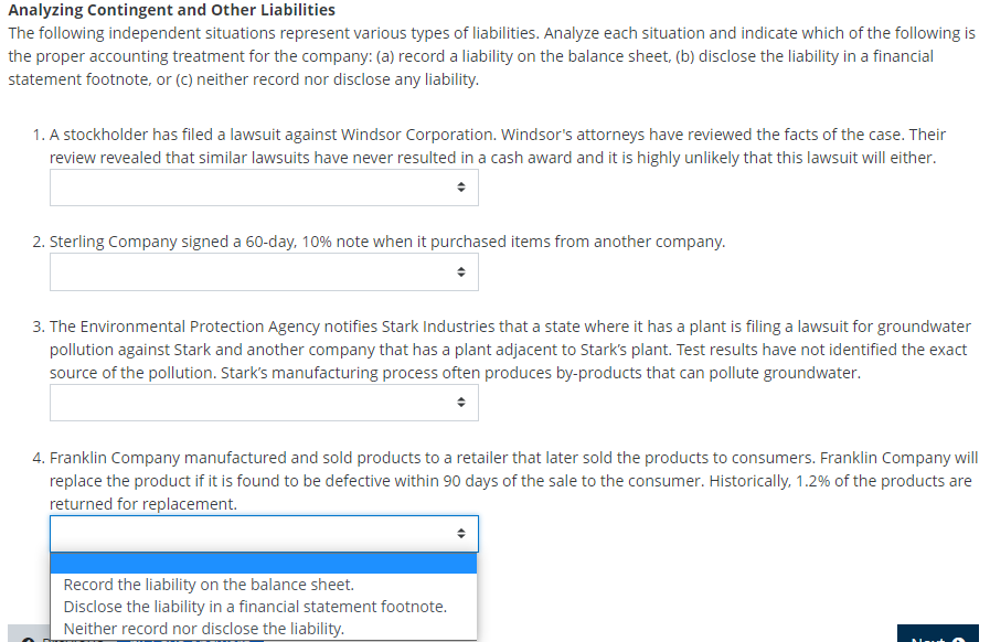 Solved Analyzing Contingent and Other Liabilities The | Chegg.com