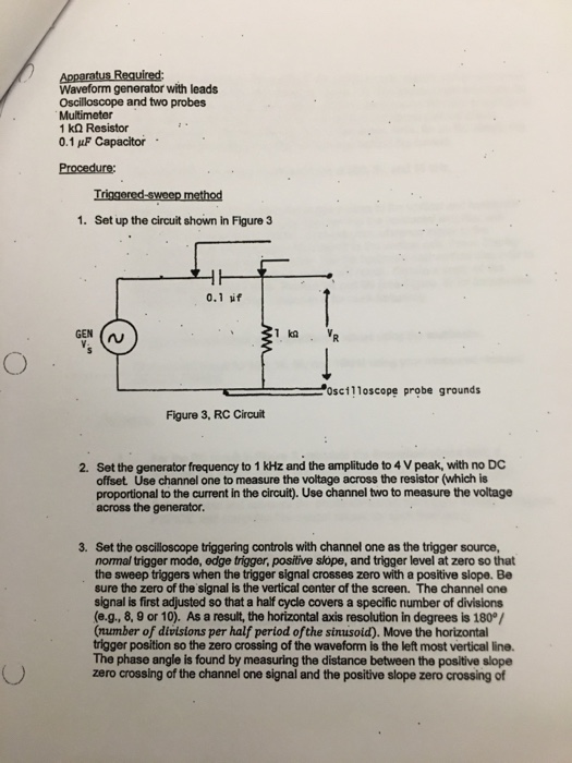 Solved Apparatus Required Waveform generator with leads | Chegg.com