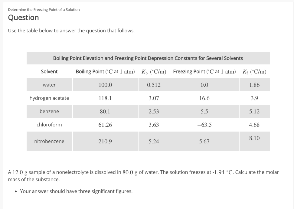 Solved Determine the Freezing Point of a Solution Question | Chegg.com