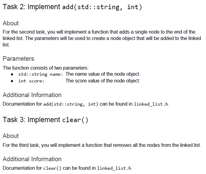 Solved Objectives • Correctly code common functions of a | Chegg.com