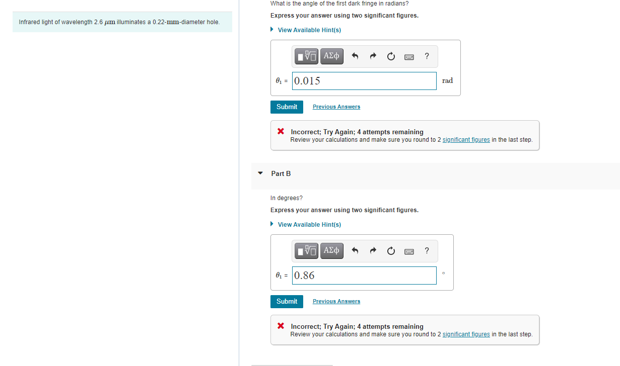 Solved What is the angle of the first dark fringe in | Chegg.com