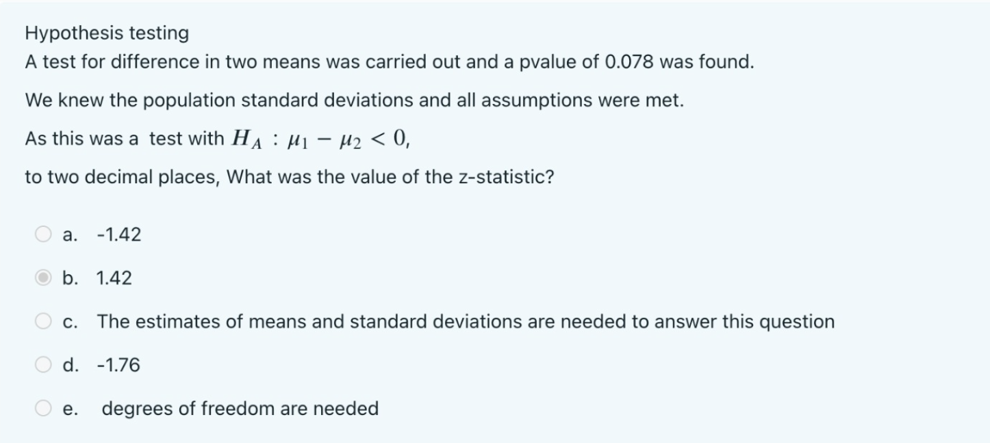 Solved Hypothesis testing A test for difference in two means | Chegg.com