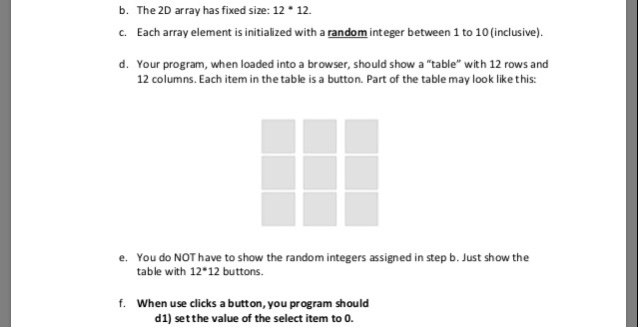 Solved b. The 2D array has fixed size: 12 12 c. Each array | Chegg.com
