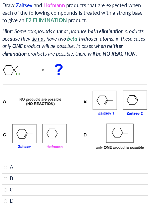 Solved Draw Zaitsev and Hofmann products that are expected | Chegg.com