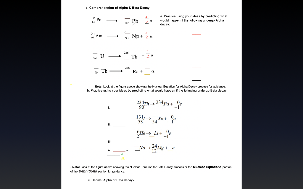Solved 1. Comprehension of Alpha & Beta Decay 20 Po 4. Pb+ | Chegg.com