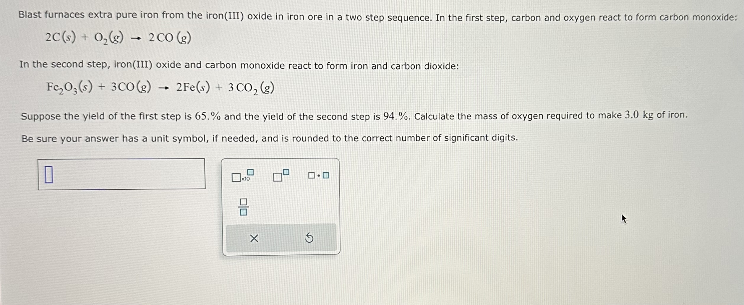 Solved Blast furnaces extra pure iron from the iron(III) | Chegg.com