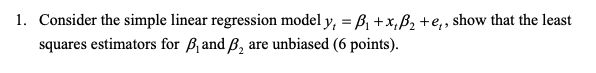 Solved 1. Consider the simple linear regression model | Chegg.com