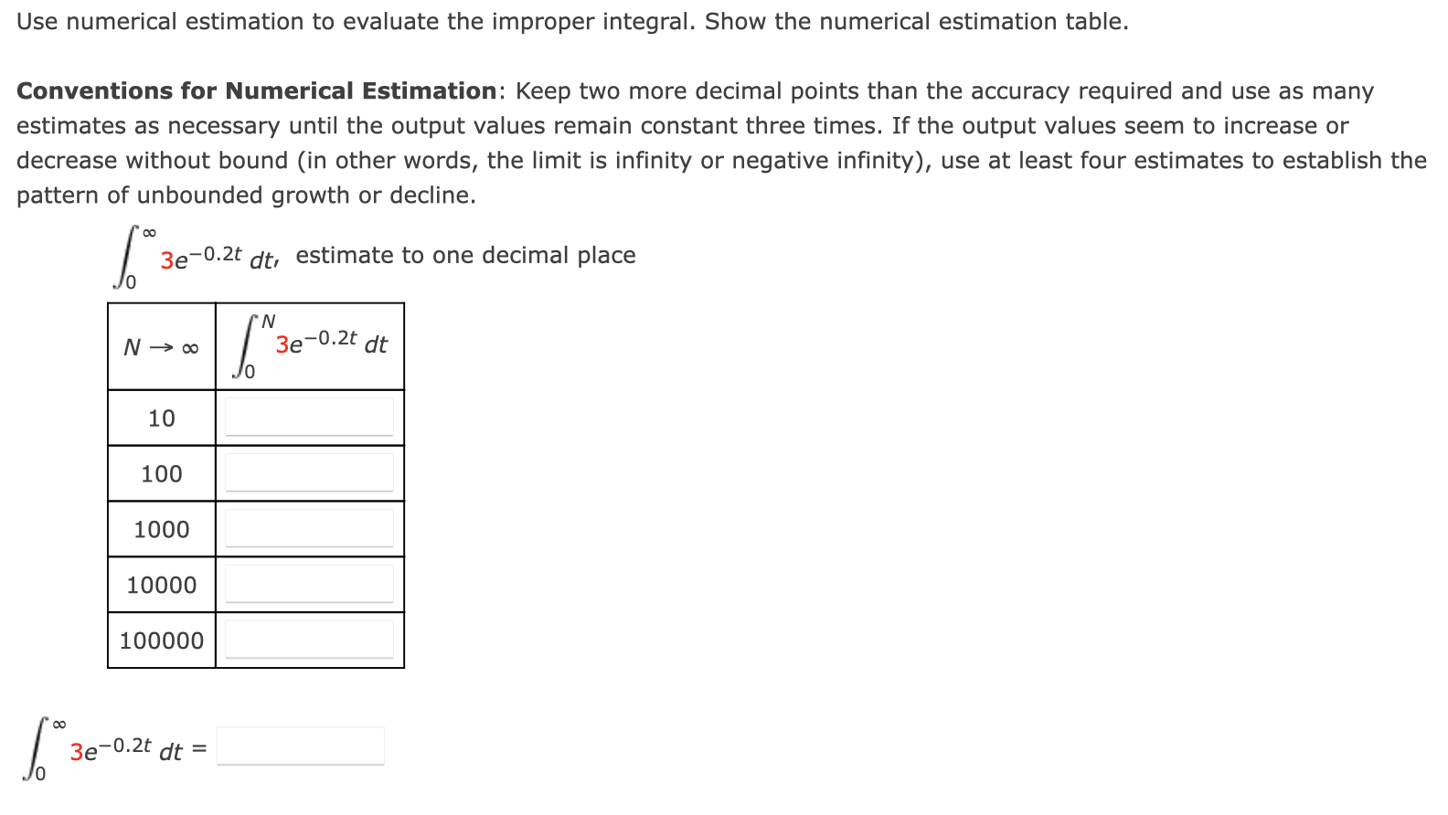 Solved Use numerical estimation to ﻿evaluate the improper | Chegg.com