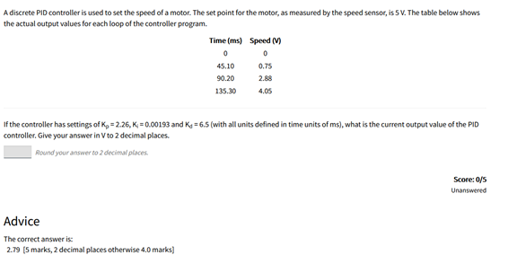 Solved A discrete PID controller is used to set the speed of | Chegg.com