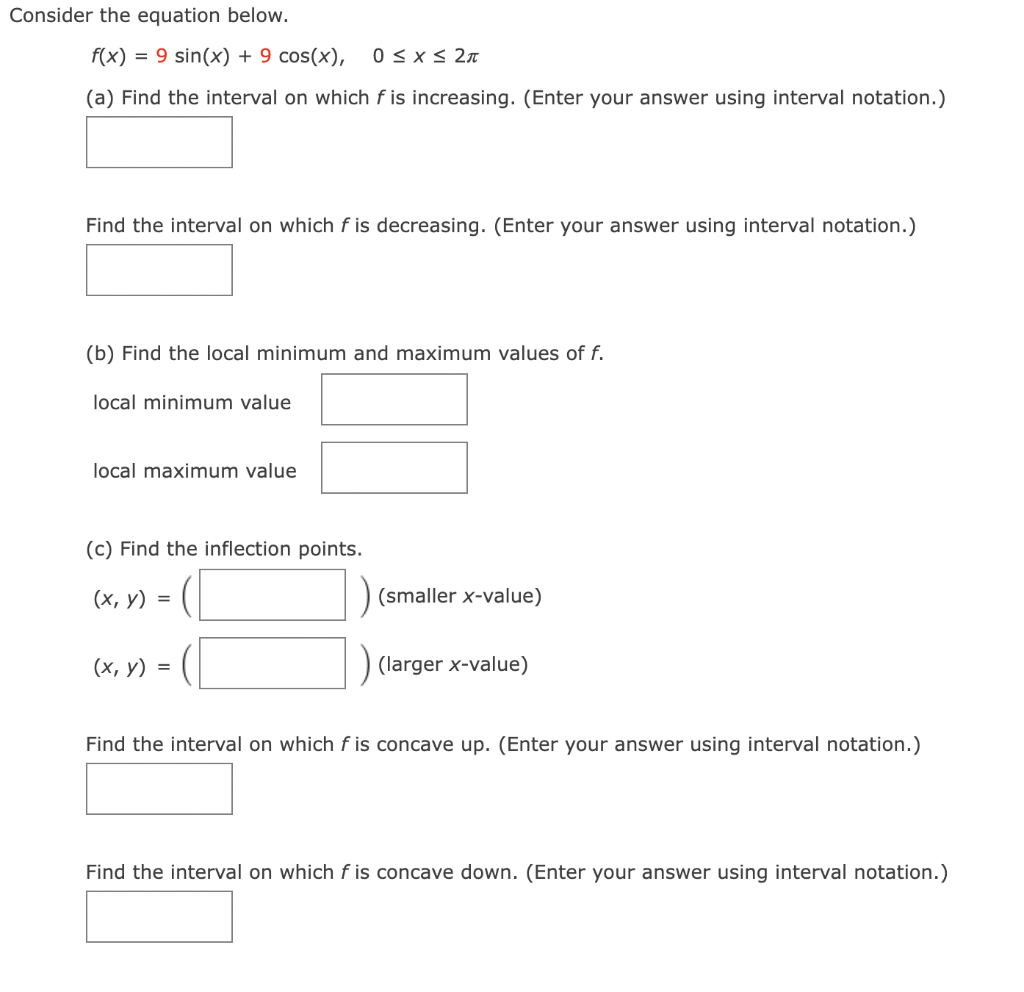 Solved Consider the equation below. | Chegg.com