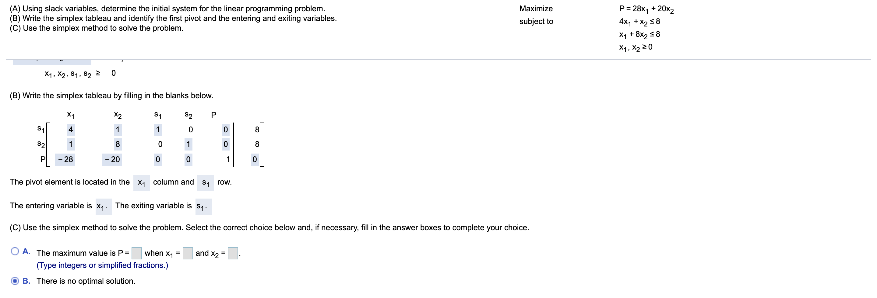 Solved Maximize (A) Using slack variables, determine the | Chegg.com