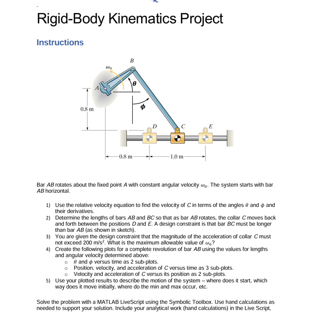 Solved HELP WITH HAND CALCULATIONS. Rigid-Body Kinematics | Chegg.com