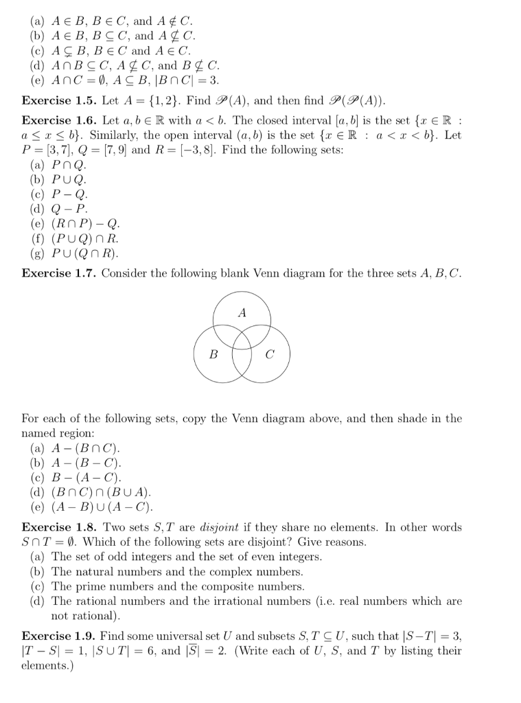 Solved 1.H Exercises Exercise 1.1. set by listing its | Chegg.com