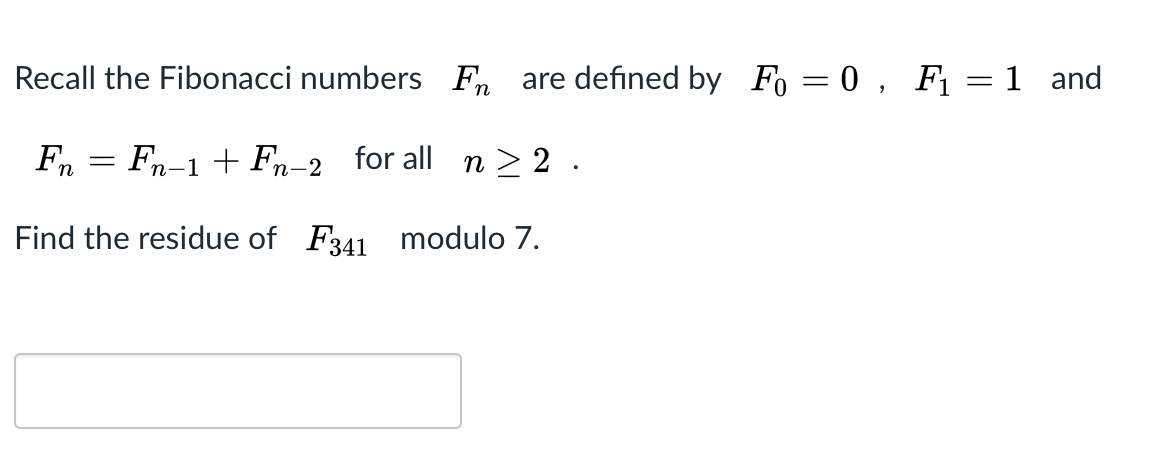 Solved Recall the Fibonacci numbers Fn are defined by Fo = 0 | Chegg.com