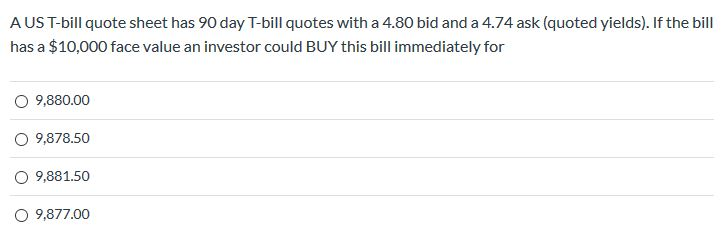 Solved AUST-bill quote sheet has 90 day T-bill quotes with a | Chegg.com