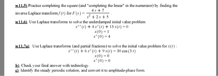 Solved w115) Practice completing the square (and "completing | Chegg.com