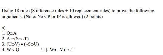 Solved Using 18 rules (8 inference rules + 10 replacement | Chegg.com