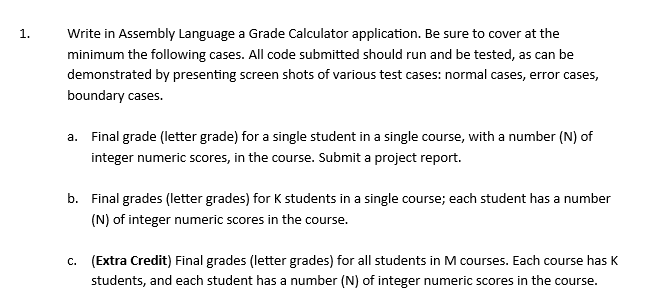 1. Write in Assembly Language a Grade Calculator | Chegg.com