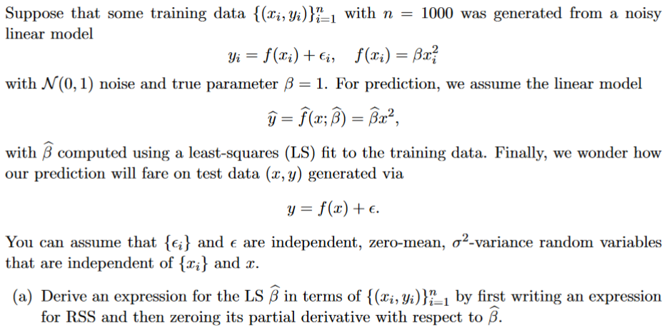 Suppose that some training data {(xi,yi)}i=1n with | Chegg.com