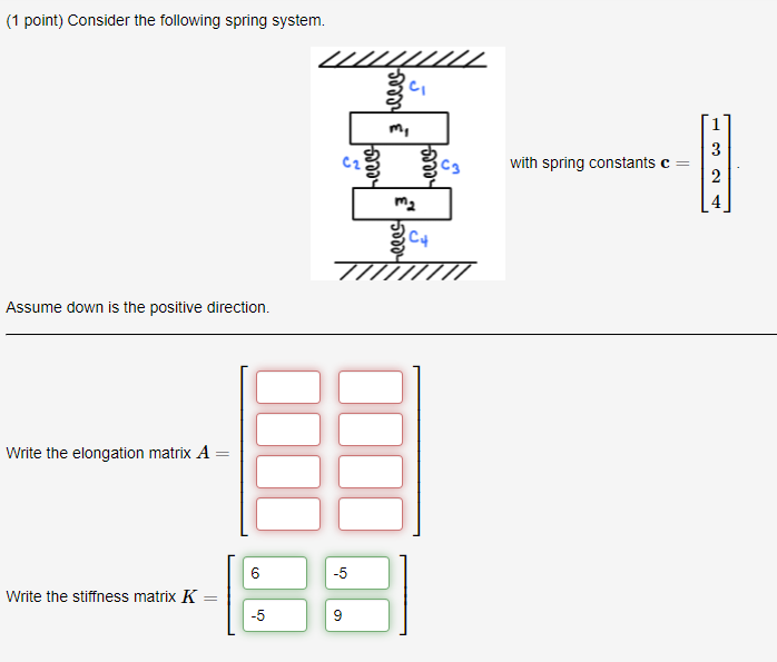 Solved (1 point) Consider the following spring system. ULUI | Chegg.com