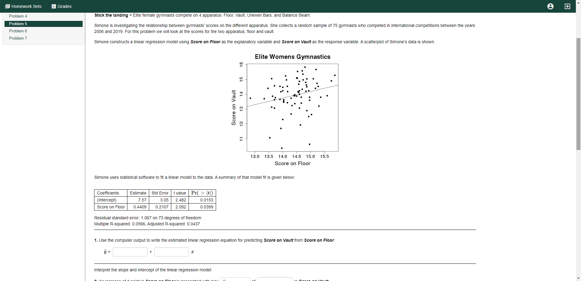 Homework Sets il. Grades Problem 4 Problem 5 Problem | Chegg.com