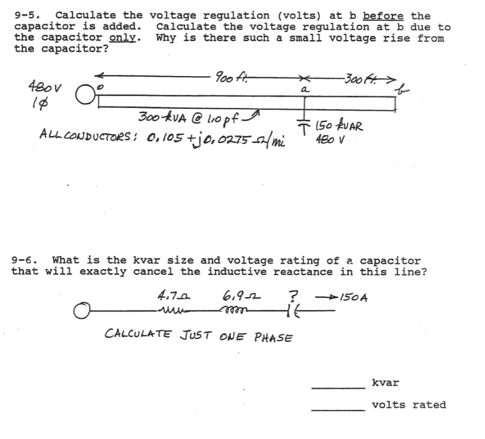 Solved 9-5. Calculate the voltage regulation (volts) at b | Chegg.com