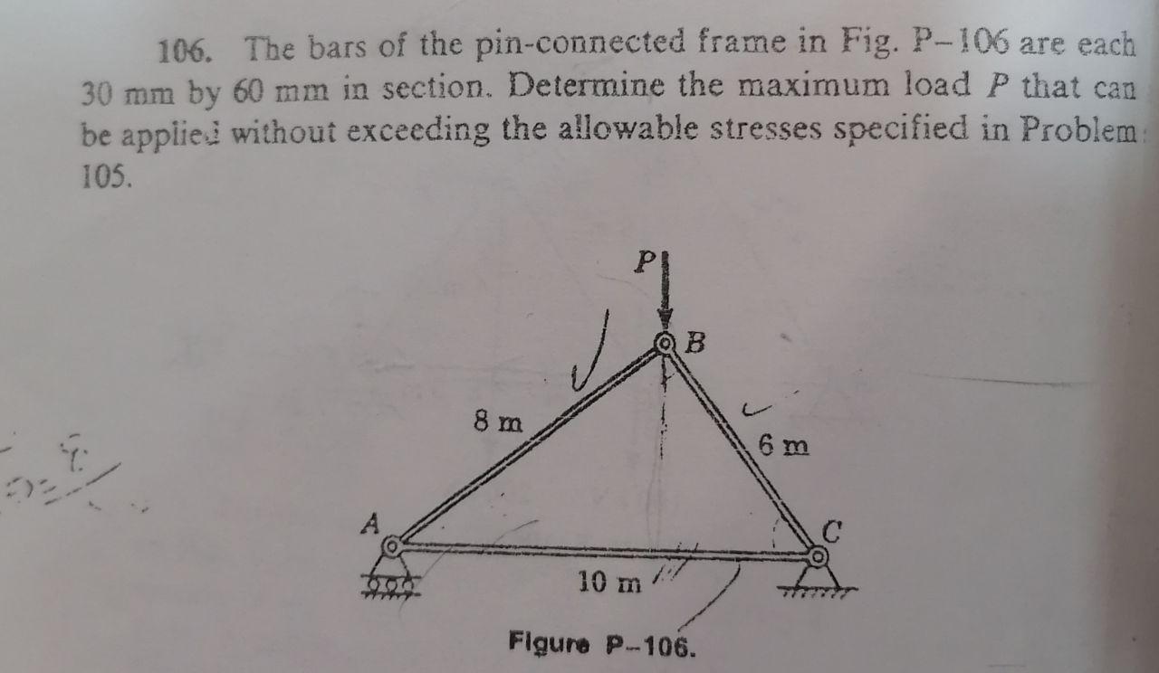 Solved 106. The bars of the pin-connected frame in Fig. | Chegg.com