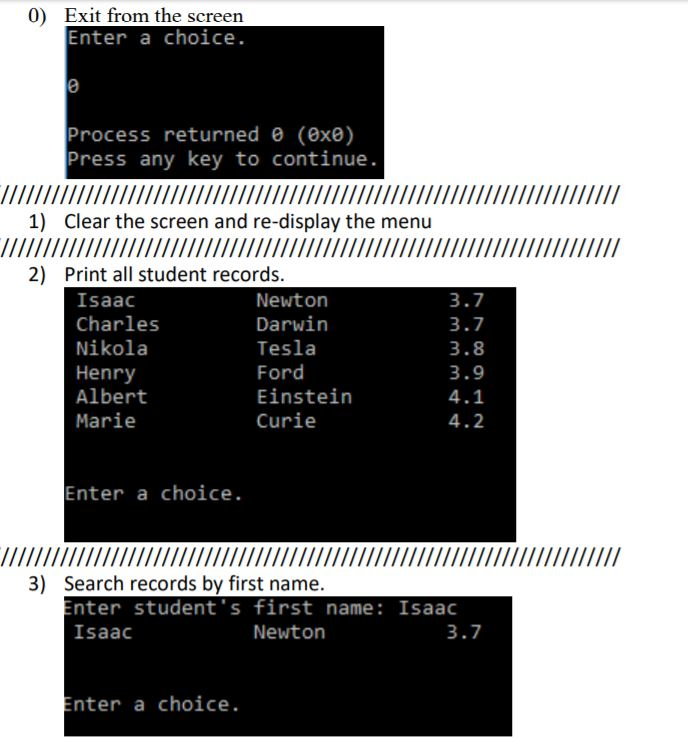 Solved Write a menu-based program that has access to the 6 | Chegg.com