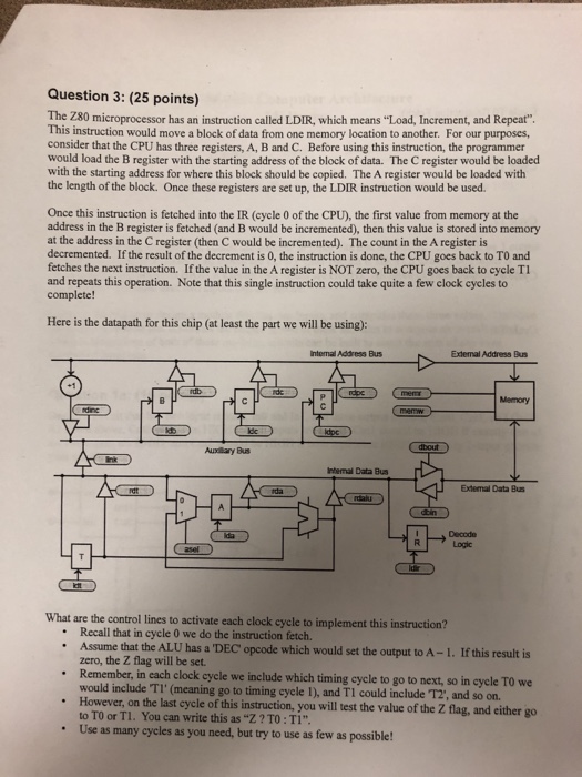 Question 3: (25 points) The Z80 microprocessor has an | Chegg.com
