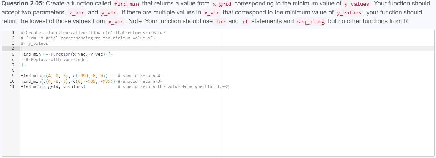 Solved Question 2.02: First, create a vector called x−grid | Chegg.com