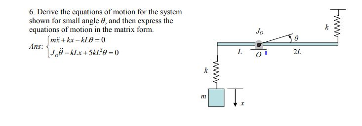 Solved 6. Derive the equations of motion for the system | Chegg.com