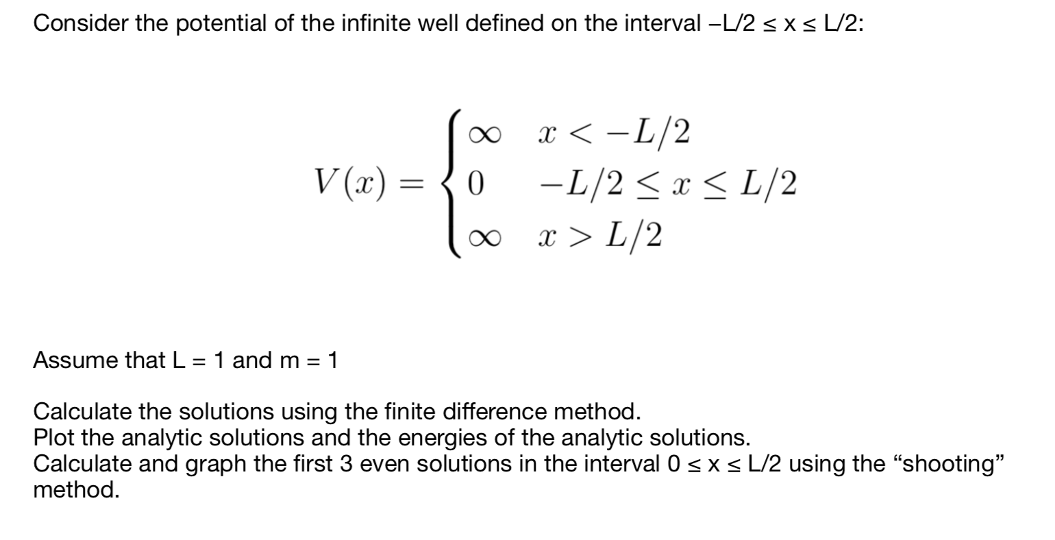 Solved Consider the potential of the infinite well defined | Chegg.com