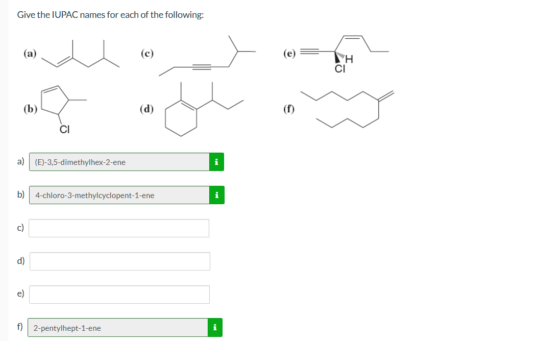Solved Give the IUPAC names for each of the following: | Chegg.com