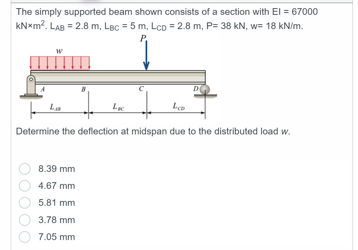 Solved The simply supported beam shown consists of a section | Chegg.com