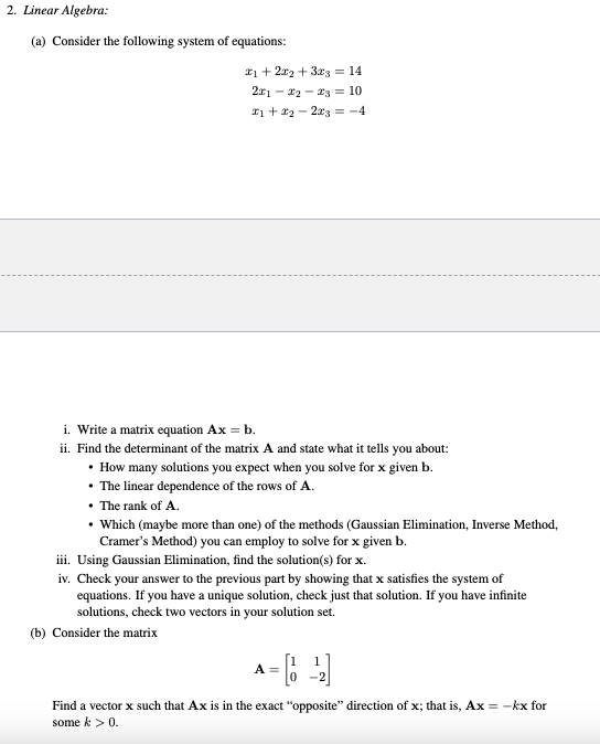 Solved i. ﻿Write a matrix equation \( \mathbf{A | Chegg.com
