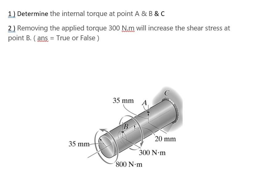 Solved 1) Determine the internal torque at point A & B & C | Chegg.com