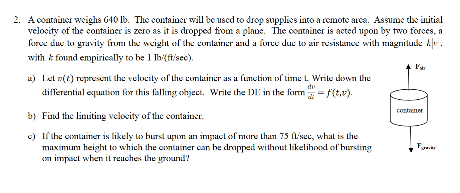 Solved A container weighs 640lb. ﻿The container will be used | Chegg.com
