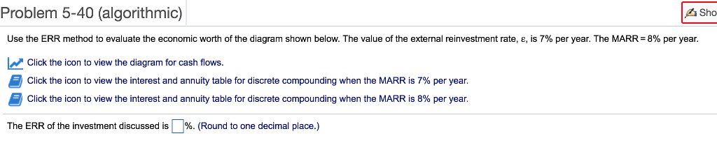 Problem 5-40 (algorithmic) Sho Use the ERR method to | Chegg.com