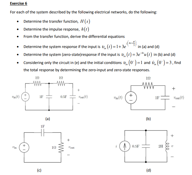 Solved Exercise 6 For each of the system described by the | Chegg.com