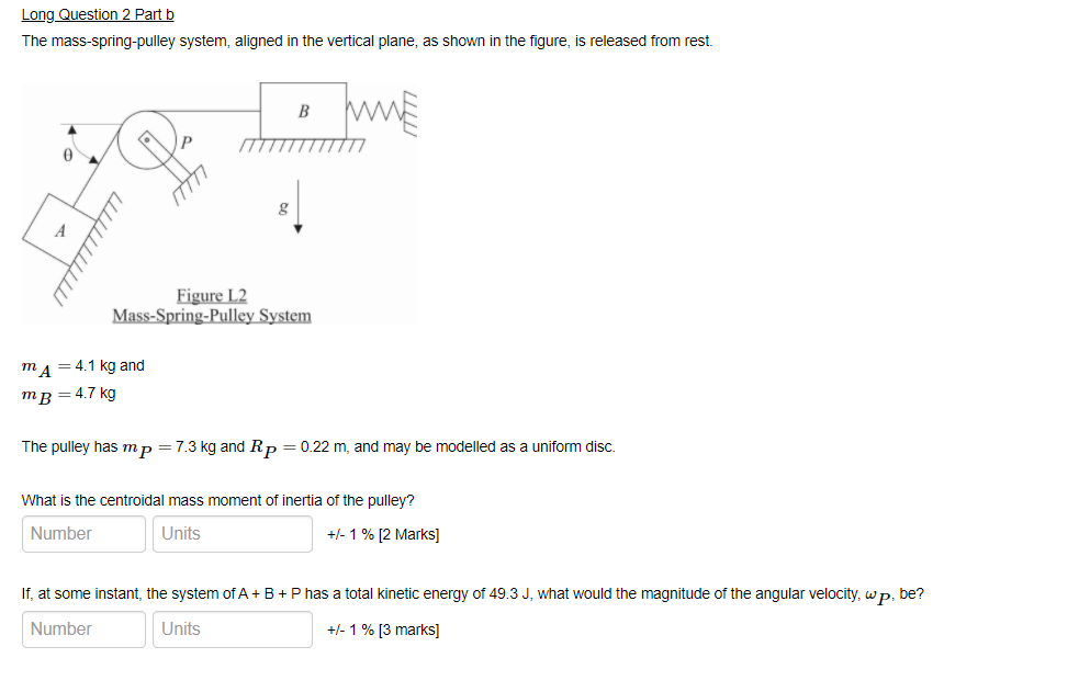 Solved Long Question 2 Part b The mass-spring-pulley system, | Chegg.com