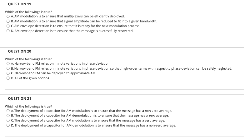 Solved Which of the followings is true? A. AM modulation is | Chegg.com