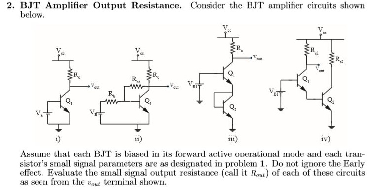 Solved 2. BJT Amplifer Output Resistance. Consider the BJT | Chegg.com
