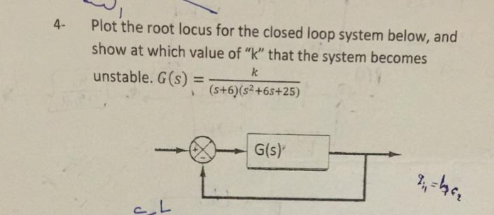 Solved Plot the root locus for the closed loop system below, | Chegg.com