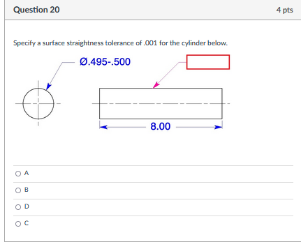 Solved Question 20 4 pts Specify a surface straightness | Chegg.com