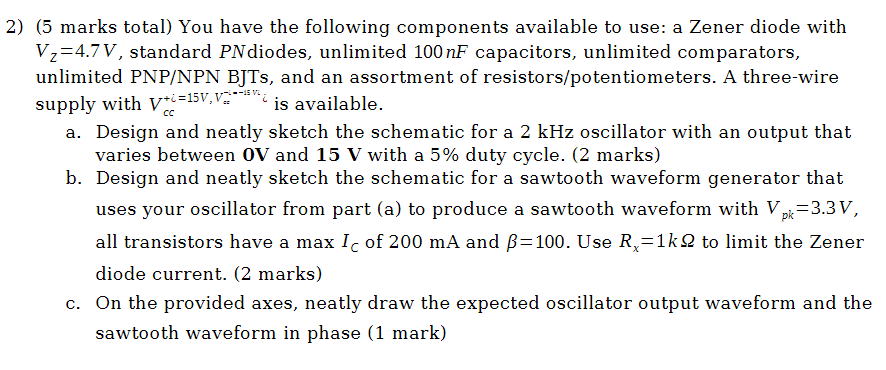 (5 marks total) You have the following components | Chegg.com