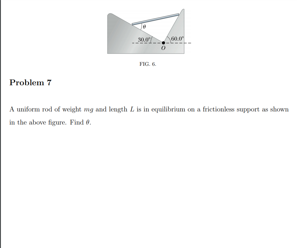 Solved 30.0°/ 60.0° FIG. 6. Problem 7 A uniform rod of | Chegg.com