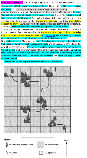 Carrying Out Scenario 2: The Landscape fragmented in | Chegg.com