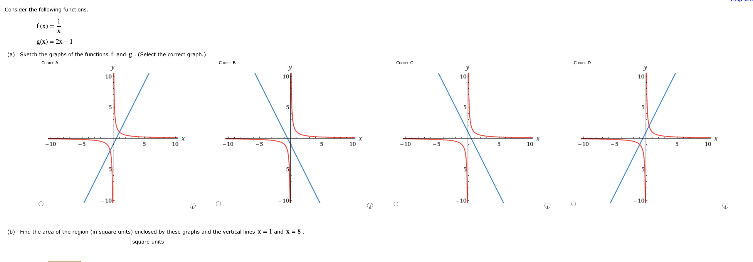 Solved Consider the following functions.f(x)=1xg(x)=2x-1(a) | Chegg.com